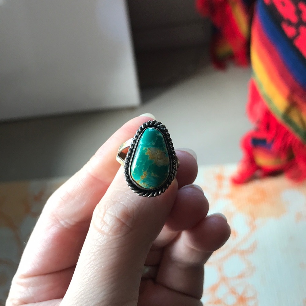 Vintage New Mexico Sterling Silver Turquoise Ring - Gem
